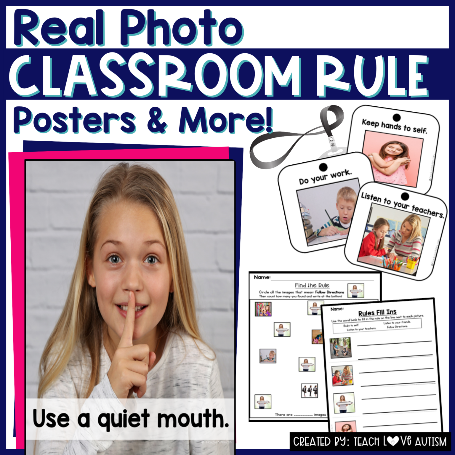 Classroom Rules Posters with Real Photos — Differentiated Worksheets ...