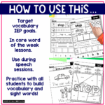 Core Vocabulary Worksheets STOP for Reading, Phonics, AAC, and Speech ...
