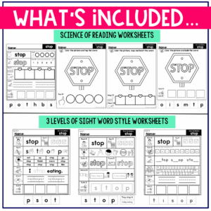 Core Vocabulary Worksheets STOP for Reading, Phonics, AAC, and Speech ...