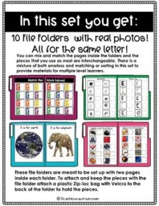 Alphabet File Folders Letter E - Teach Love Autism