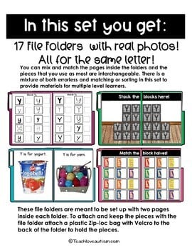 Alphabet File Folders Letter Y - Teach Love Autism