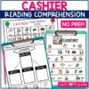 Cashier Reading Comprehension Passages and Worksheets with Visual ...