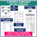 Cashier Reading Comprehension Passages and Worksheets with Visual ...