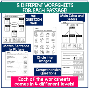 Cashier Reading Comprehension Passages and Worksheets with Visual ...