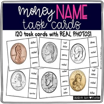 Coin Name Task Cards - Teach Love Autism