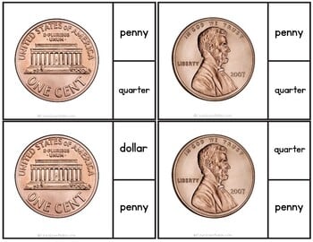 Coin Name Task Cards - Teach Love Autism