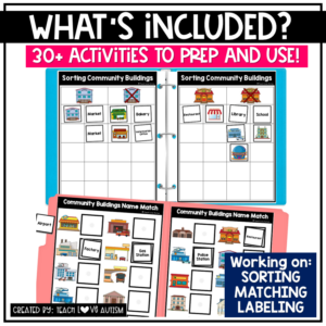 Community Buildings or Places Independent Work Binder or File Folders ...