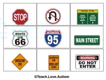 Community Signs Flashcards - WORDLESS VERSION - Teach Love Autism