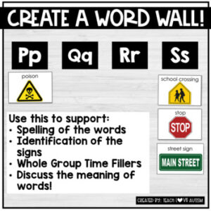 Community Signs Flashcards or Matching Task with Words - Teach Love Autism