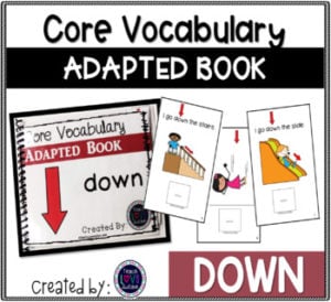 Core Vocabulary Adapted Book: Down - Teach Love Autism