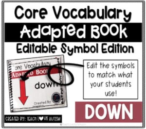 Core Vocabulary Editable Symbol Adapted Book DOWN - Teach Love Autism