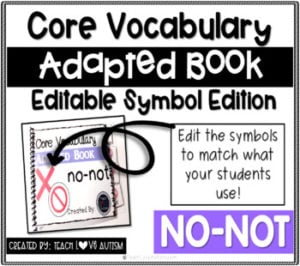 Core Vocabulary Editable Symbol Adapted Book: NO NOT - Teach Love Autism