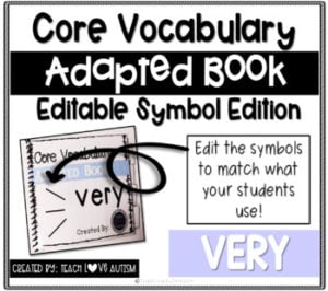 Core Vocabulary Editable Symbol Adapted Book VERY - Teach Love Autism