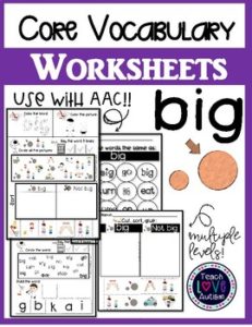Core Vocabulary Worksheets: BIG - Shop | Teach Love Autism