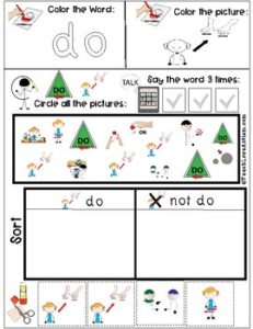 Core Vocabulary Worksheets: DO - Teach Love Autism