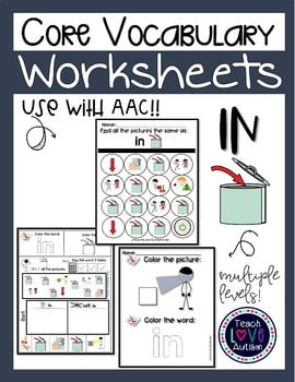 Core Vocabulary Worksheets: In - Teach Love Autism