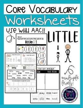Core Vocabulary Worksheets: Little - Teach Love Autism