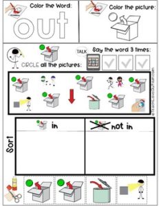 Core Vocabulary Worksheets: Out - Teach Love Autism
