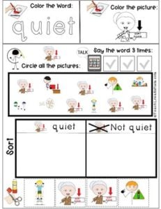 Core Vocabulary Worksheets: QUIET - Teach Love Autism