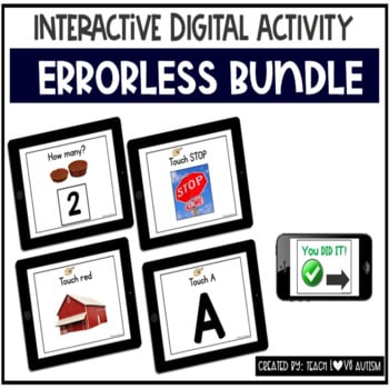 Digital Errorless Basic Skills Task Cards & Boom Cards (Colors Numbers ...