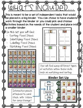Food: Canned Goods Independent Work Binder - Teach Love Autism
