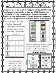 Geography Independent Work Binder: Landmarks - Teach Love Autism