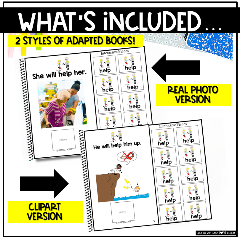 Core Vocabulary Adapted Book: HELP - Teach Love Autism