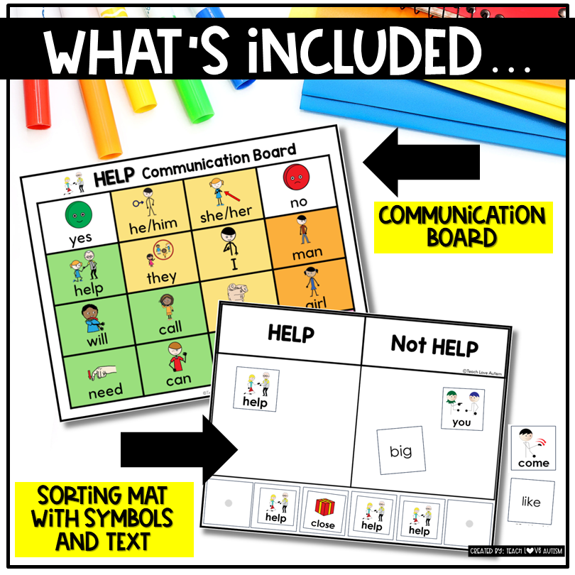 Core Vocabulary Adapted Book: HELP - Teach Love Autism