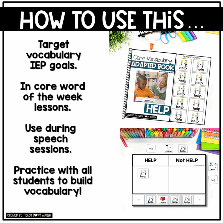 Core Vocabulary Adapted Book: HELP - Teach Love Autism