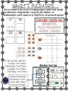 Household Yard Independent Work Binder - Teach Love Autism