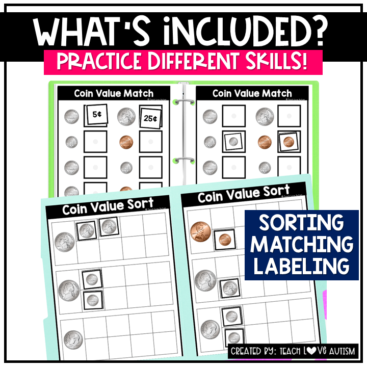 U.S. COINS Independent Work Binder Money File Folders and Activities ...