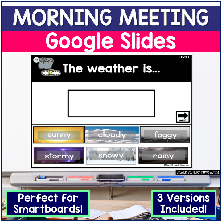 Morning Meeting Google Slides Presentation for Calendar Weather in ...