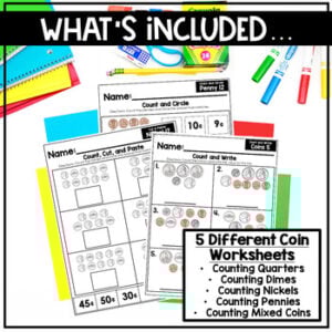 No Prep Counting Coins Worksheets Counting Coins and Adding Money ...