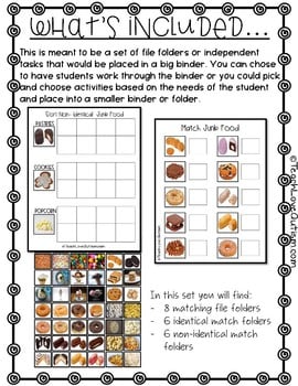 Real Photo File Folders: Junk Food - Teach Love Autism