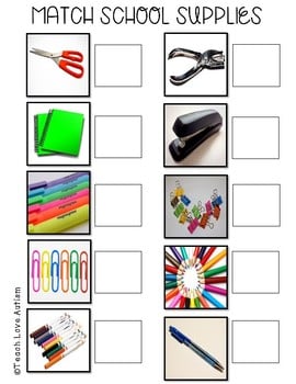 Real Photo File Folders: School Supplies - Teach Love Autism