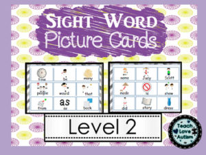 Sight Word Picture Cards Level 2 BUNDLE - Teach Love Autism