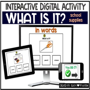 Wh Question WHAT Word Match Digital Task Cards and Boom Cards - Teach ...