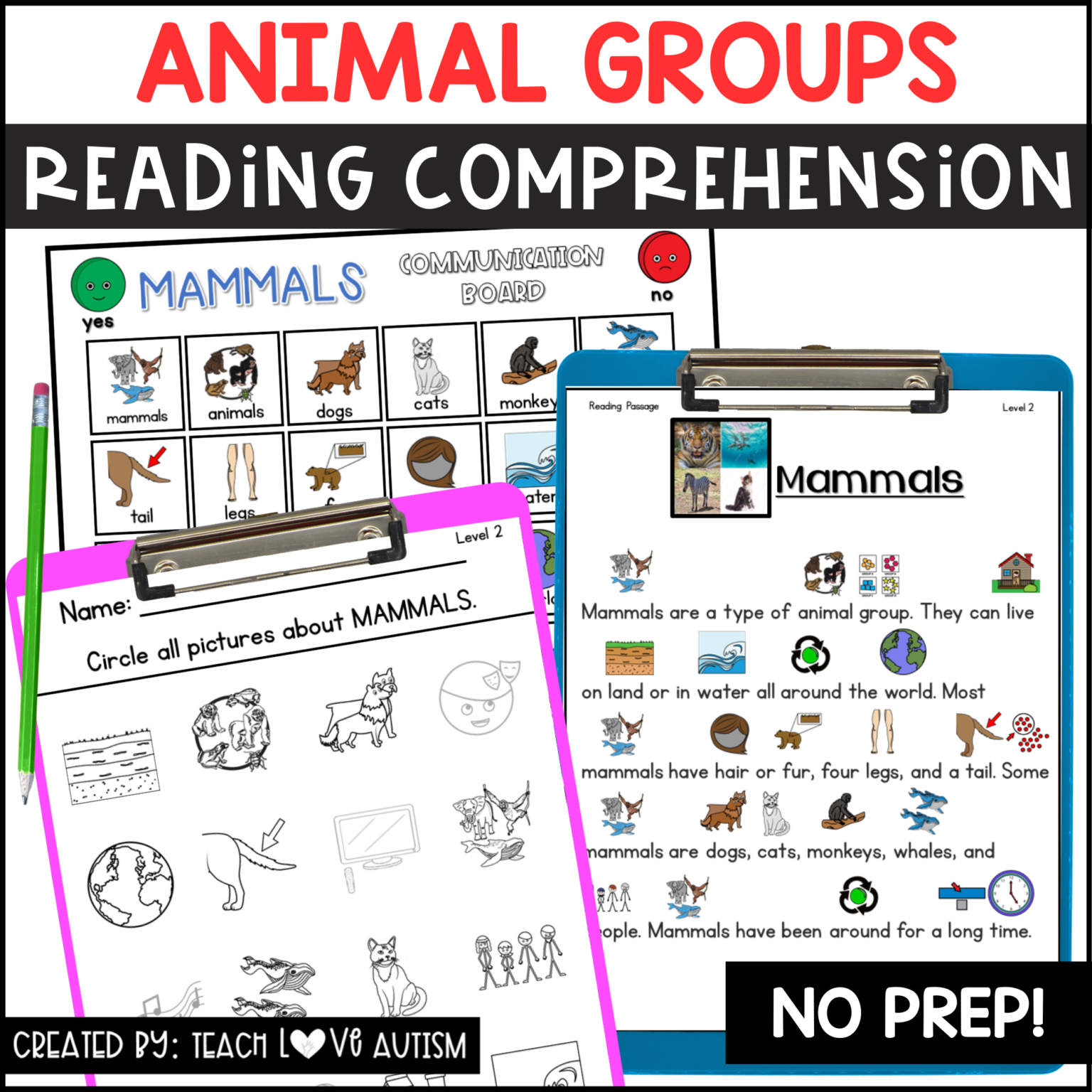 Animals Reading Comprehension with Visuals for Special Education ...