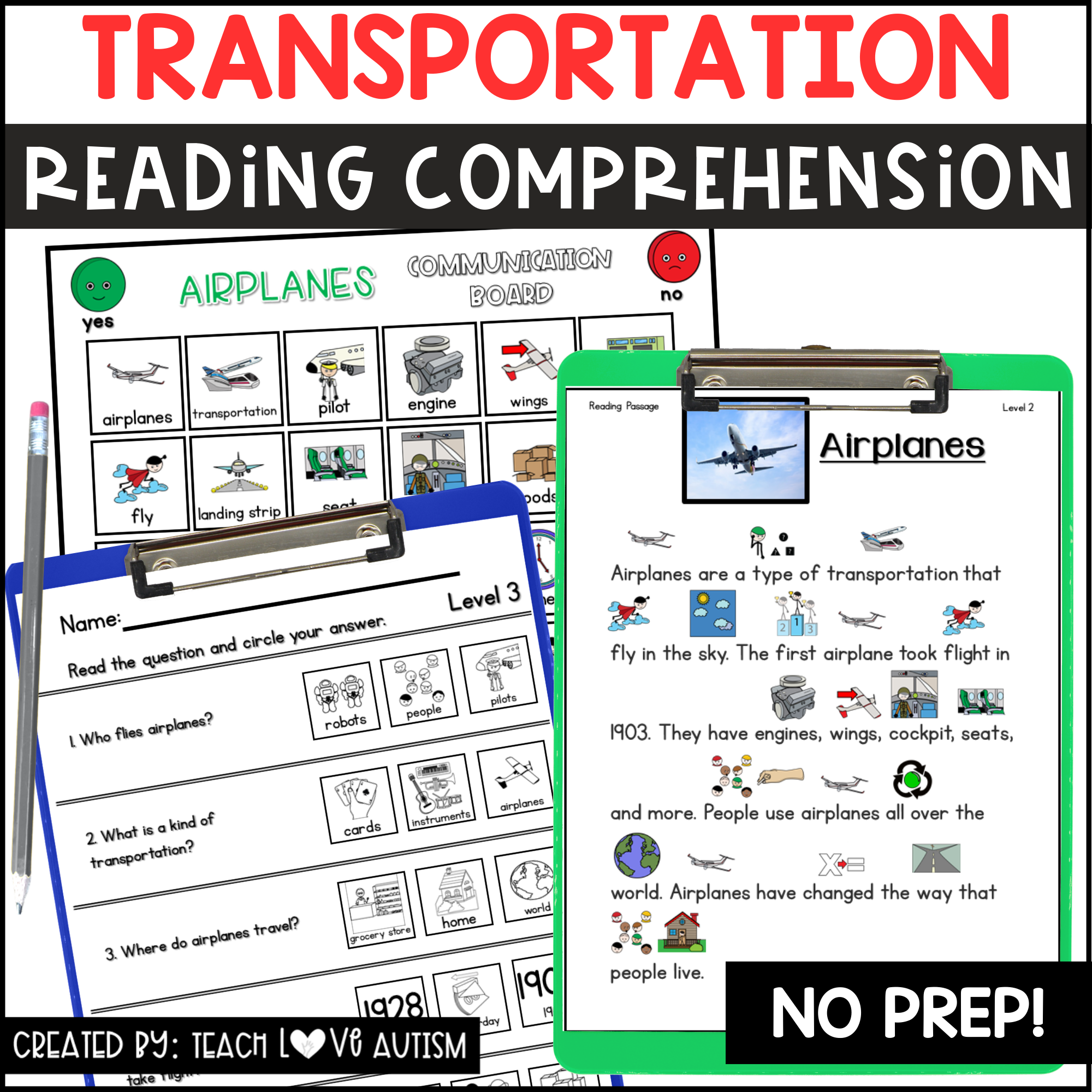 Transportation Reading Comprehension with Visuals for Special Education ...