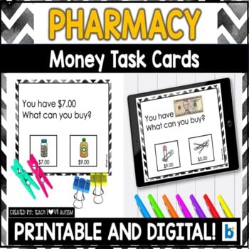 Counting Money Task Card Activities: Pharmacy - Teach Love Autism