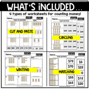 Counting Dollar Bills Worksheet Bundle - Teach Love Autism