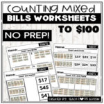 Counting Mixed Bills Worksheets | Counting Money | U.S. Bills - Teach ...