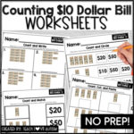 Counting Ten Dollar Bills Worksheets - Teach Love Autism