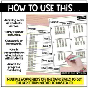 Counting Twenty Dollar Bills Worksheets - Teach Love Autism