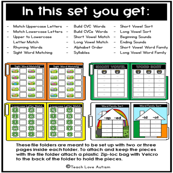 March Reading File Folders - Teach Love Autism