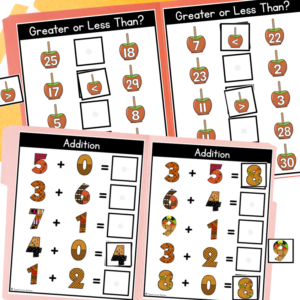 Using Fun File Folders in Centers for Math - Teach Love Autism