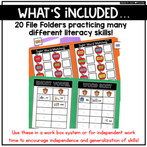 Monthly Reading File Folders and Literacy Center Activities for Phonics ...