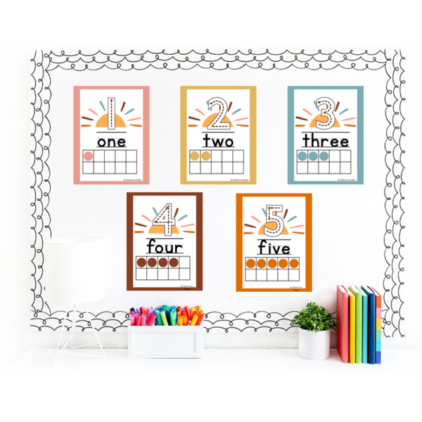 Modern Boho 0-10 Number Posters with Ten Frames - Teach Love Autism
