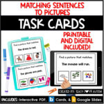 Matching Sentences to Pictures | Reading Printable Task Cards | Boom ...