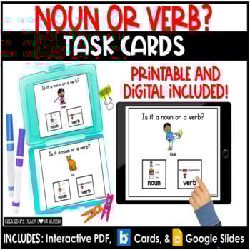 Noun or Verb | Parts of Speech | Grammar | Reading Task Cards | Boom ...